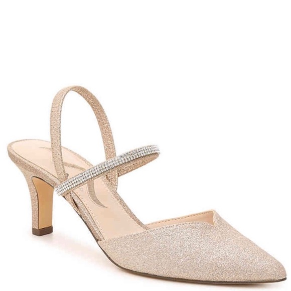 Nina | Shoes | Nina Berit Champagne Gold Glitter Sling Back Pump Heels ...